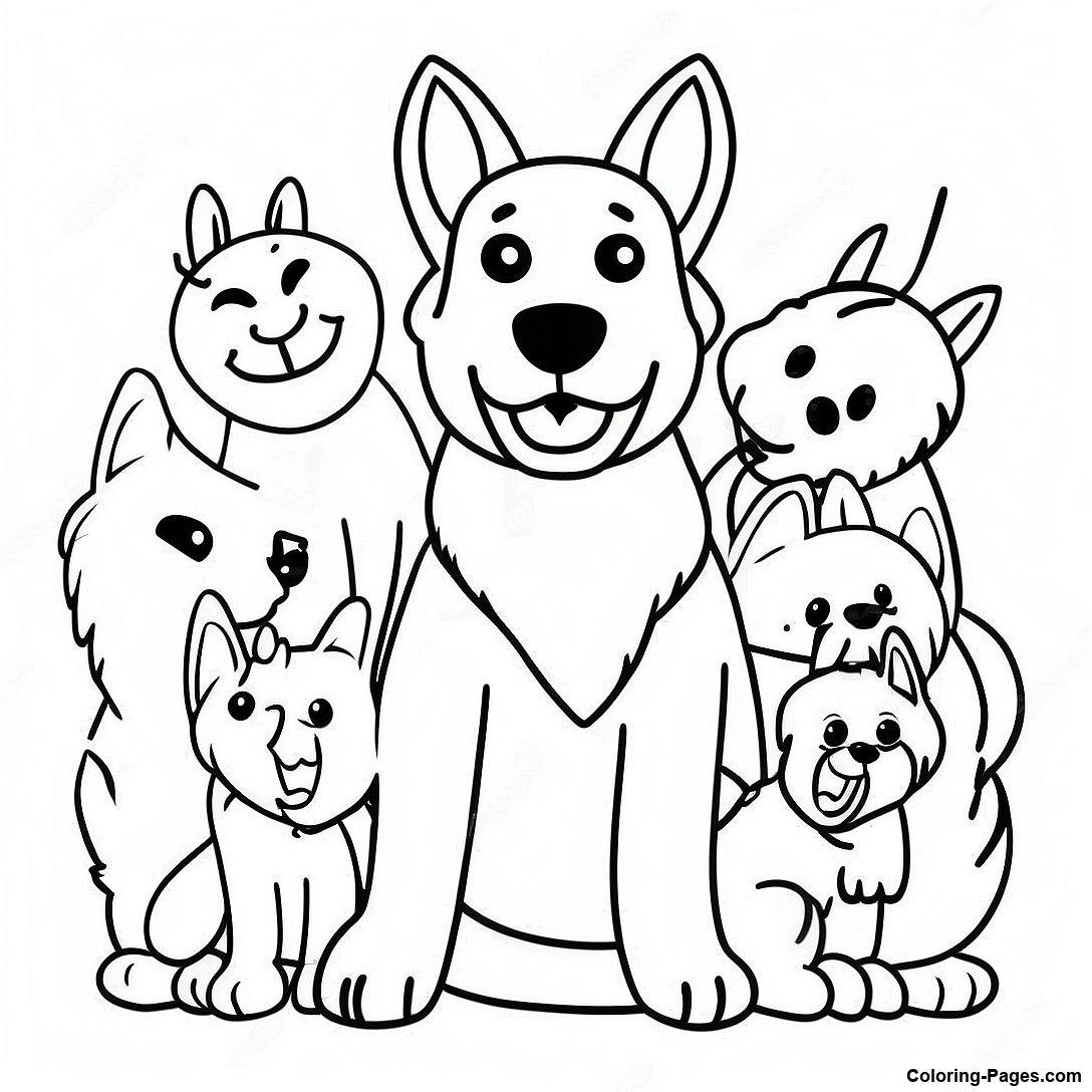German Shepherd Family Coloring Page | Coloring-Pages.com