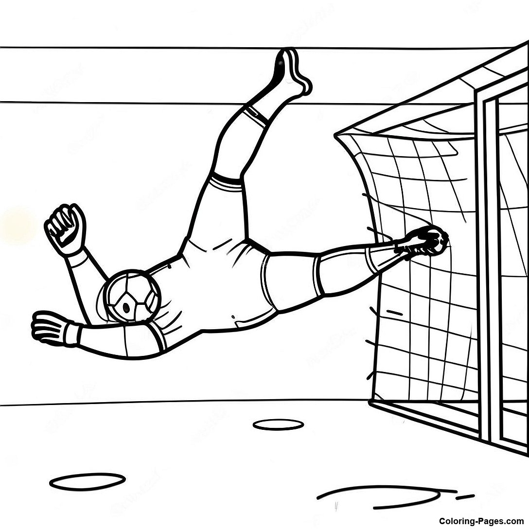 Goalkeeper Diving For Save Coloring Page | Coloring-Pages.com