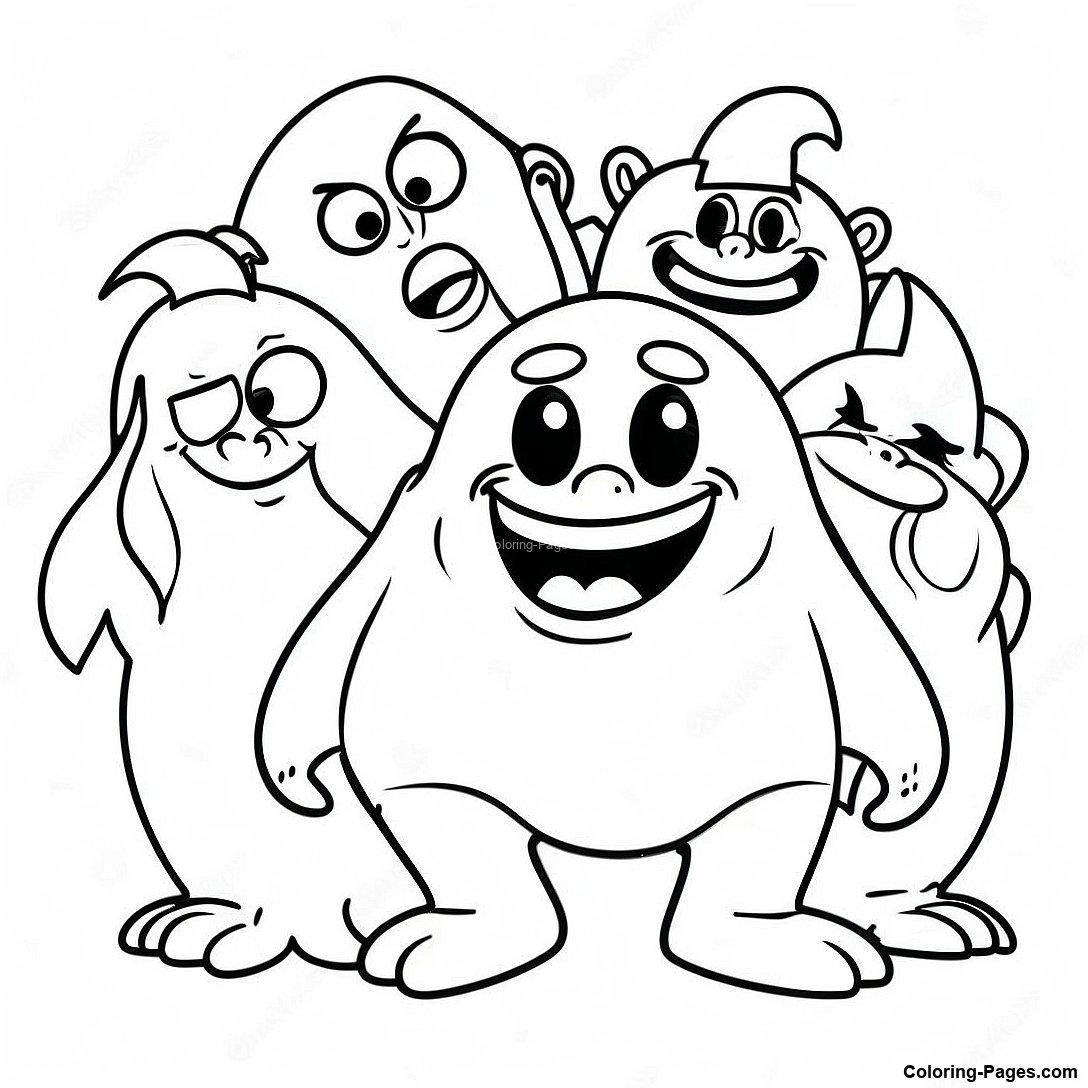 Grimace With Friends Coloring Page | Coloring-Pages.com
