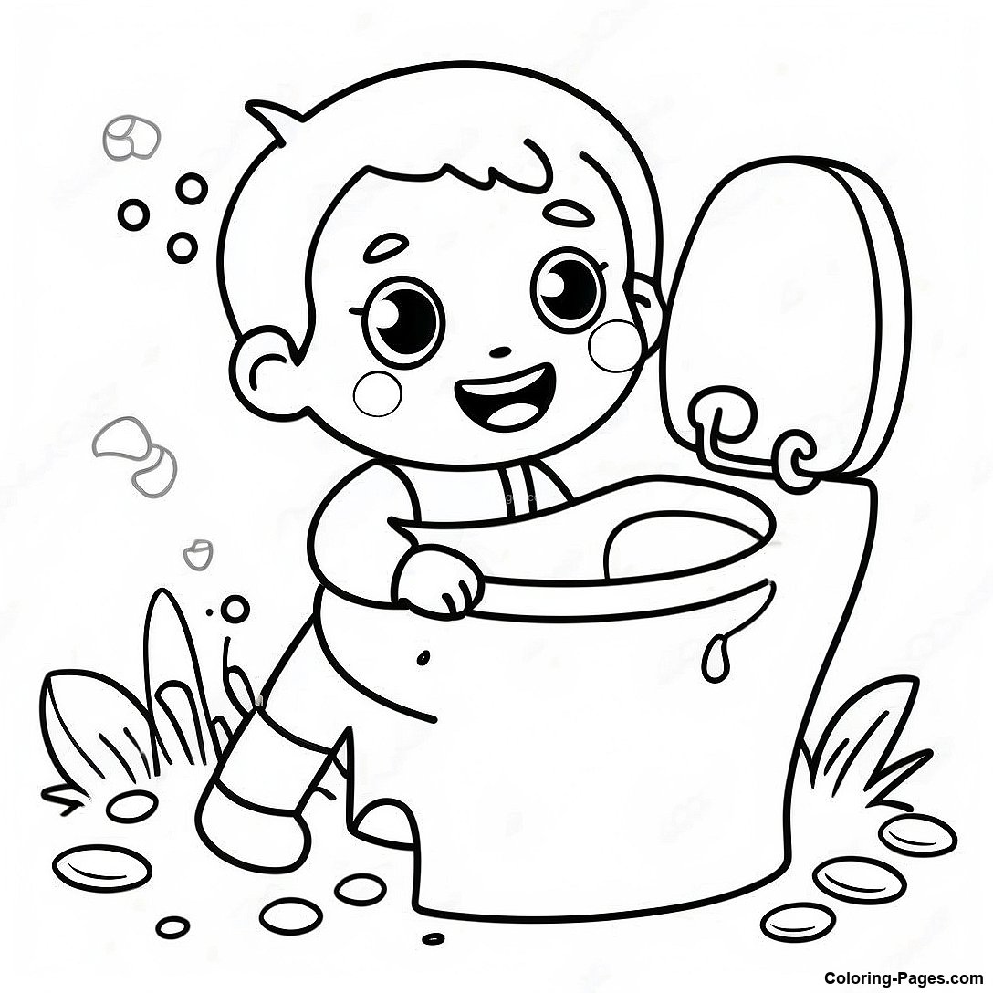 Happy Child Potty Training Coloring Page | Coloring-Pages.com