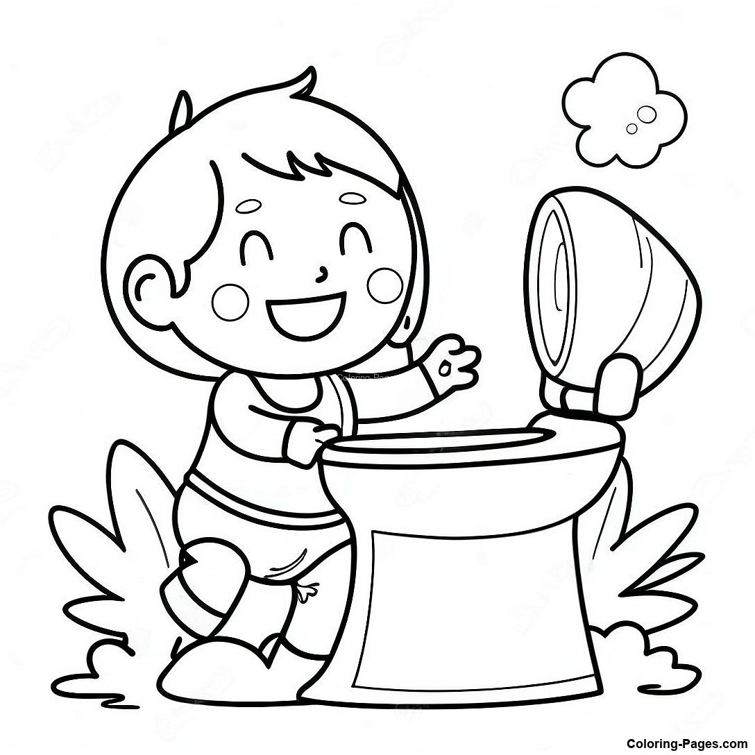 Happy Child Potty Training Coloring Page | Coloring-Pages.com
