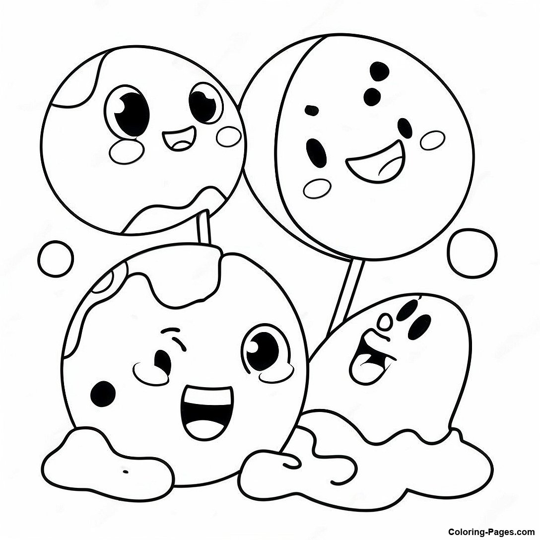 Happy Gum Drop Characters Coloring Page | Coloring-Pages.com