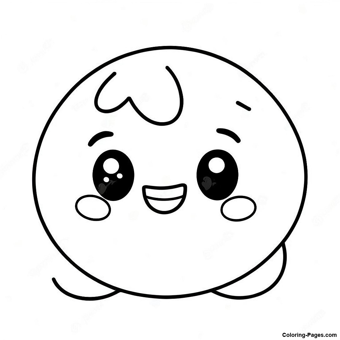 Happy Mochi With Smiling Face Coloring Page | Coloring-Pages.com