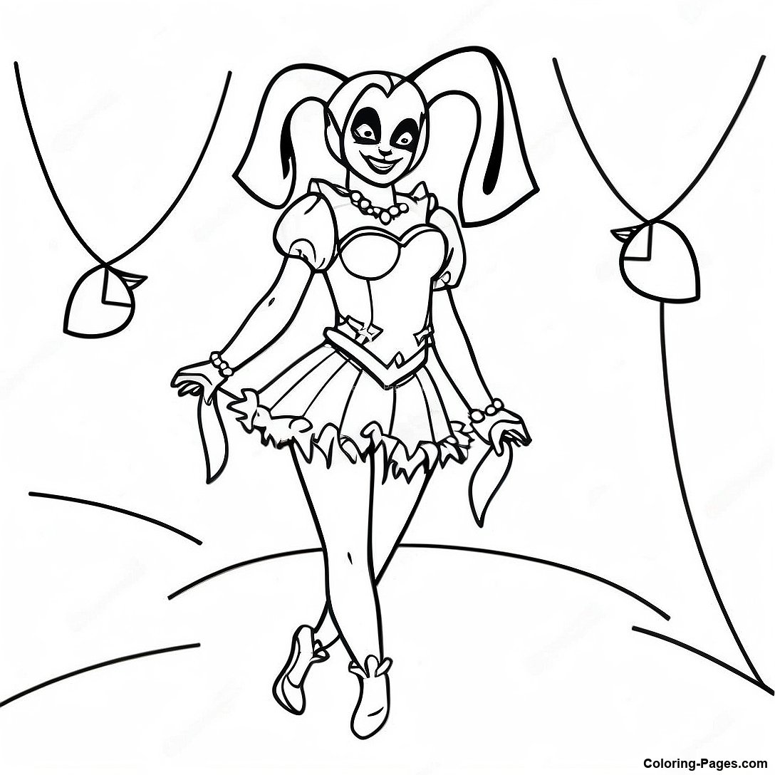 Harley Quinn In A Jester Costume Coloring Page | Coloring-Pages.com