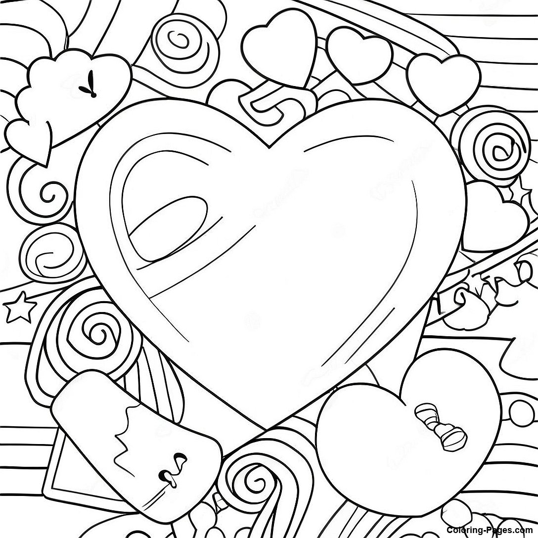 Heart-Shaped Candy Coloring Page | Coloring-Pages.com