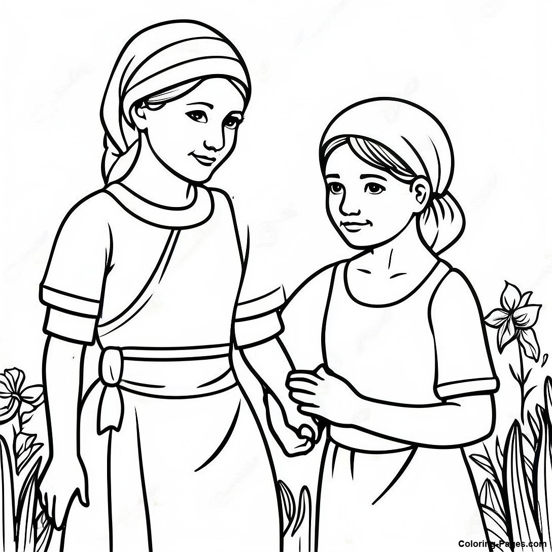 Heartwarming Ruth And Naomi Coloring Page | Coloring-Pages.com