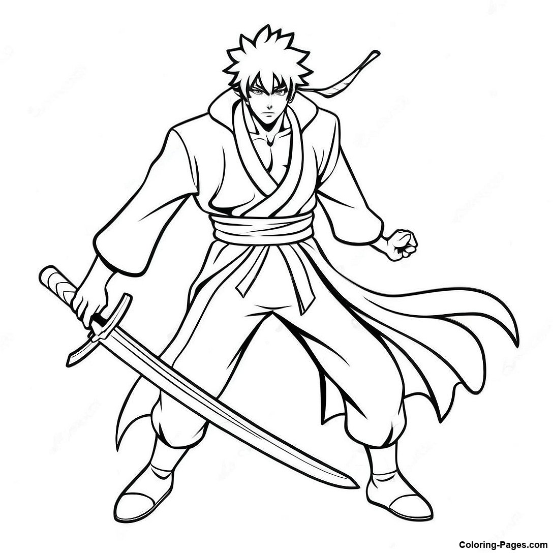 Ichigo With Sword Coloring Page | Coloring-Pages.com