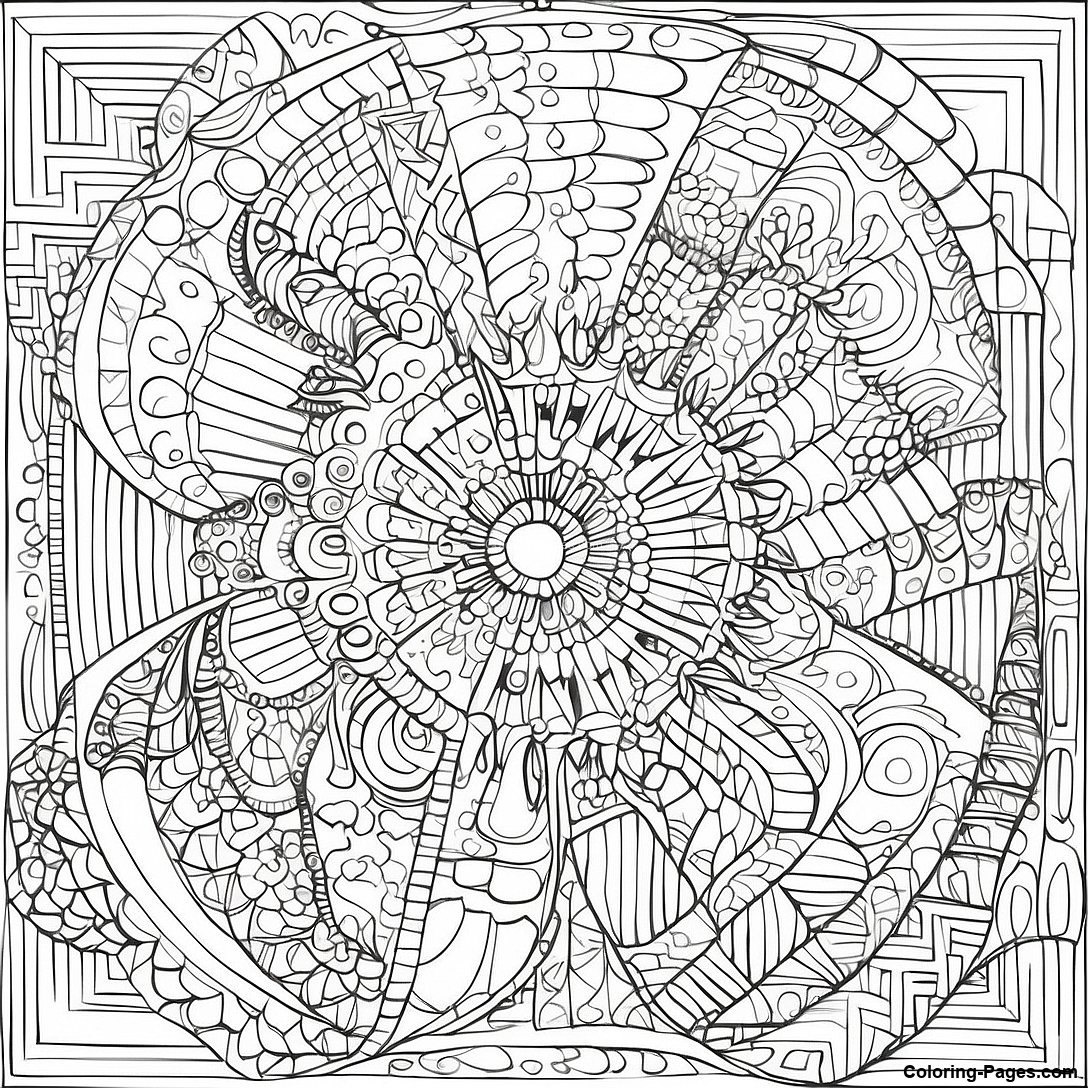 Intricate Optical Illusion Geometric Patterns Coloring Page | Coloring ...