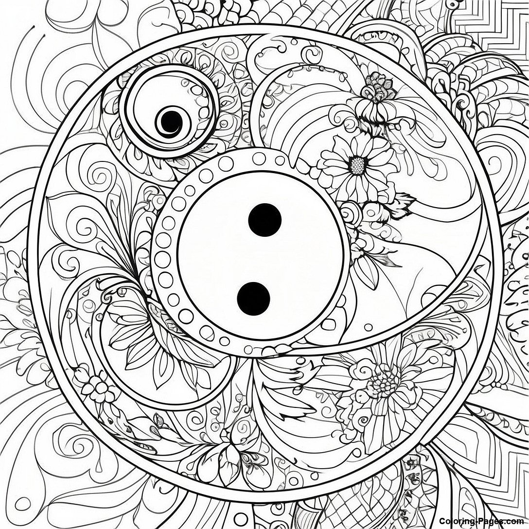 Intricate Yin Yang Design Coloring Page | Coloring-Pages.com