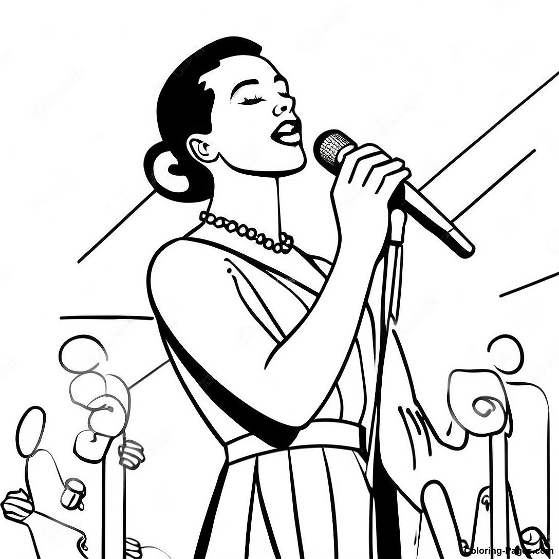 Jazz Singer On Stage Coloring Page | Coloring-Pages.com