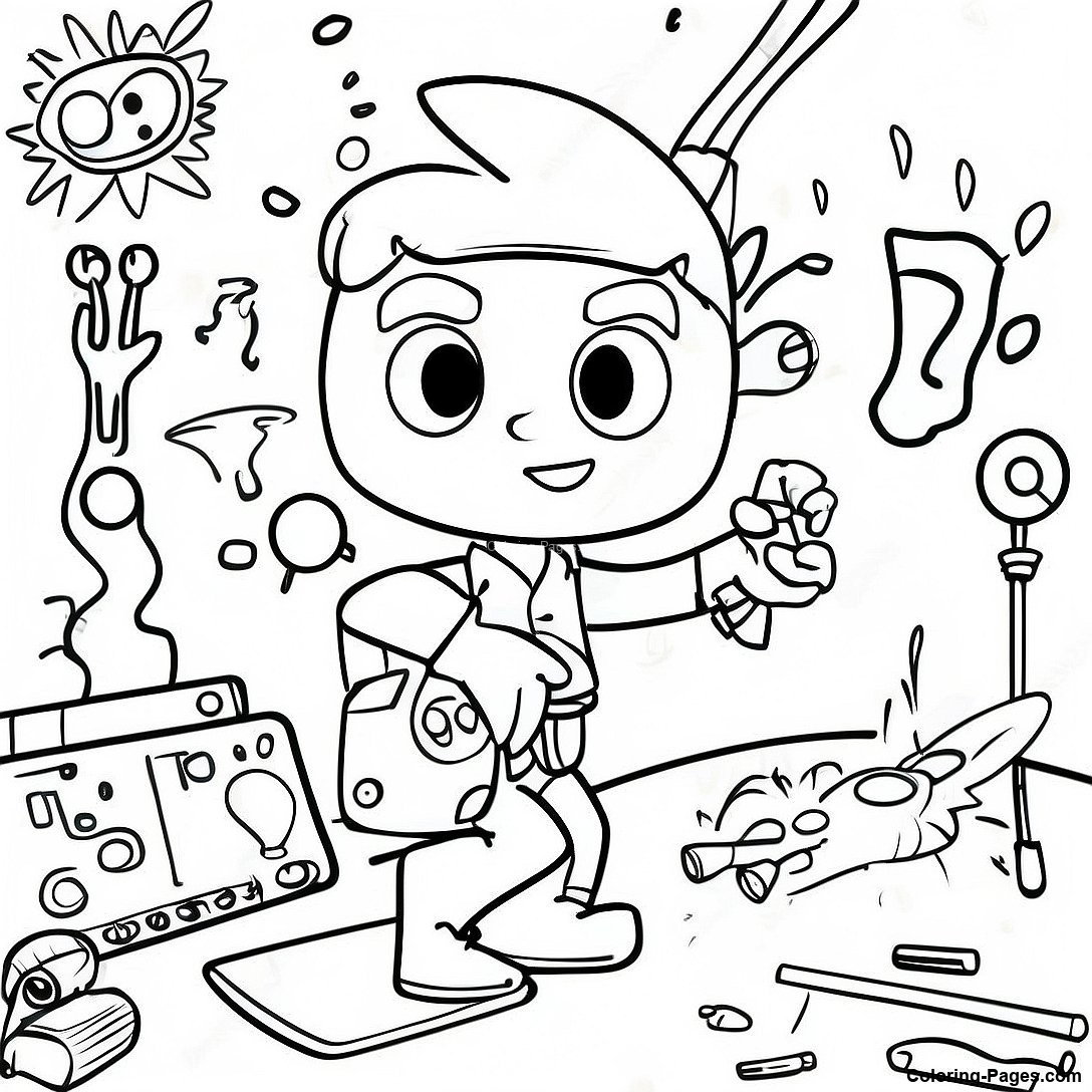 Johnny Test With Crazy Inventions Coloring Page | Coloring-Pages.com