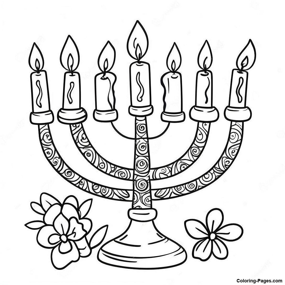 Joyful Hanukkah Menorah Coloring Page | Coloring-Pages.com