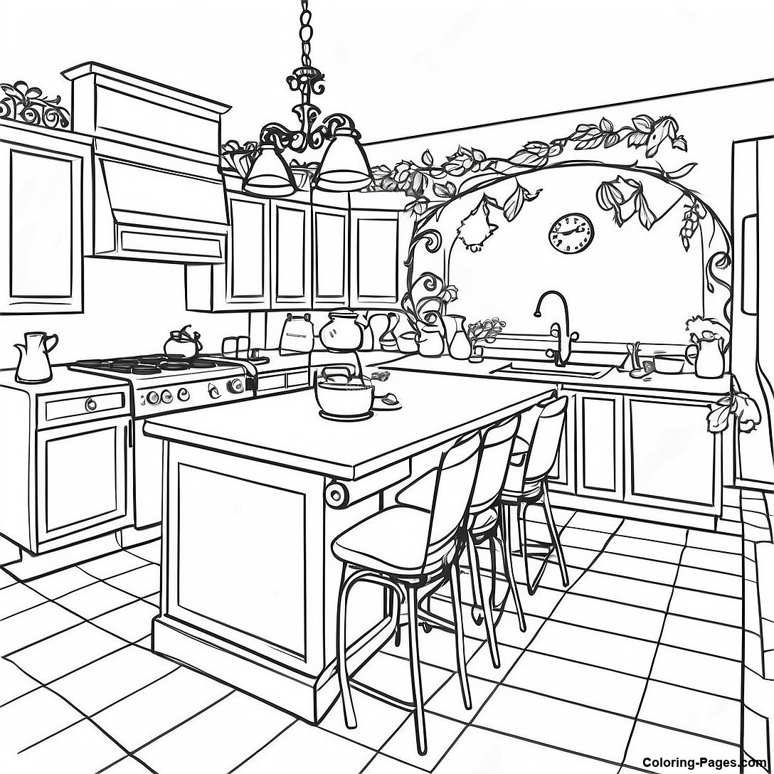 Kitchen Coloring Page | Coloring-Pages.com