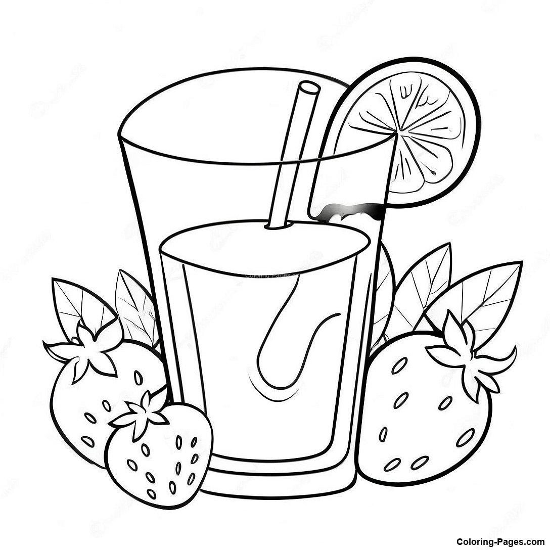 Lemonade With Strawberries Coloring Page | Coloring-Pages.com