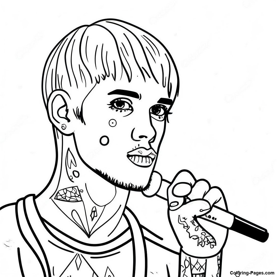 Lil Peep Performing On Stage Coloring Page | Coloring-Pages.com