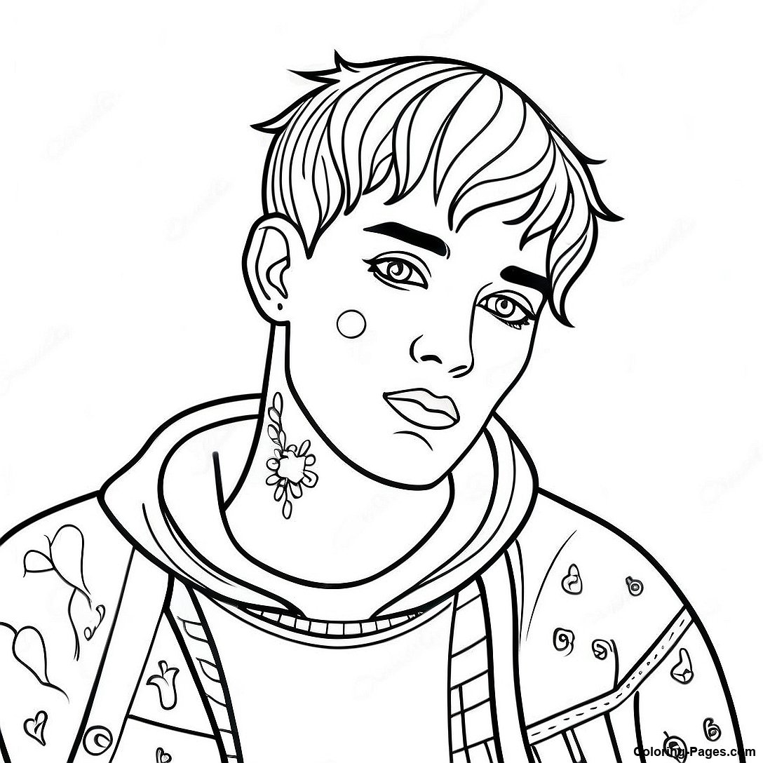 Lil Peep With Colorful Hair Coloring Page | Coloring-Pages.com