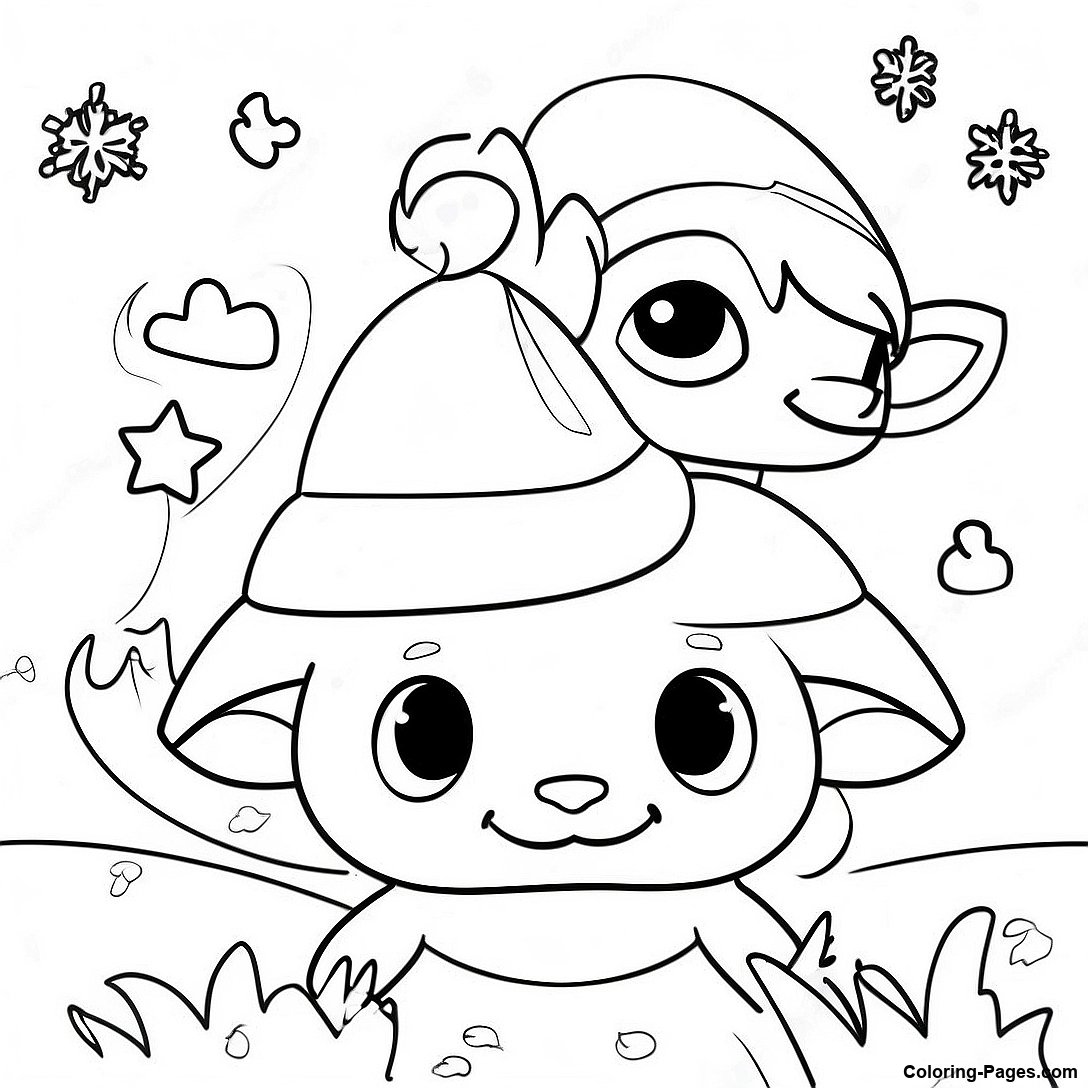 Magical Elf Pets In A Winter Wonderland Coloring Page | Coloring-Pages.com