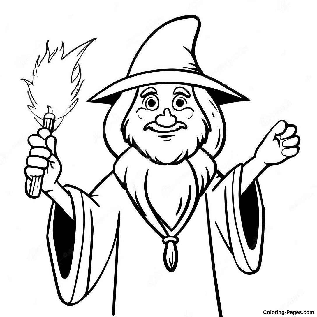 Magical Wizard Casting Spells Coloring Page | Coloring-Pages.com