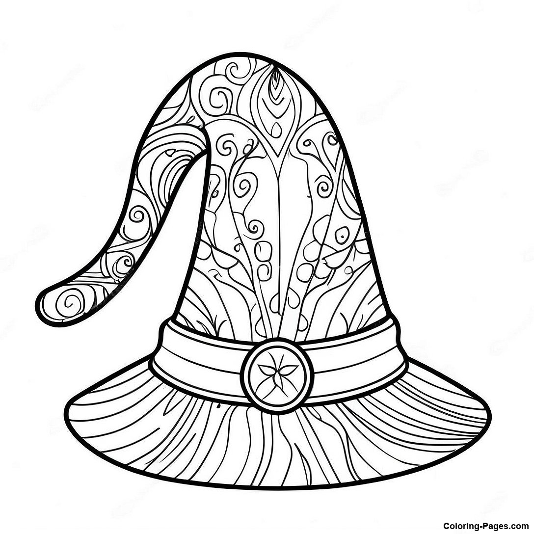 Magical Wizard Hat Coloring Page | Coloring-Pages.com