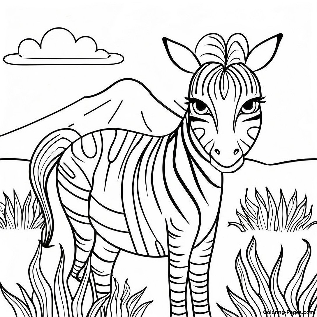 Majestic African Zebra In The Savanna Coloring Page | Coloring-Pages.com