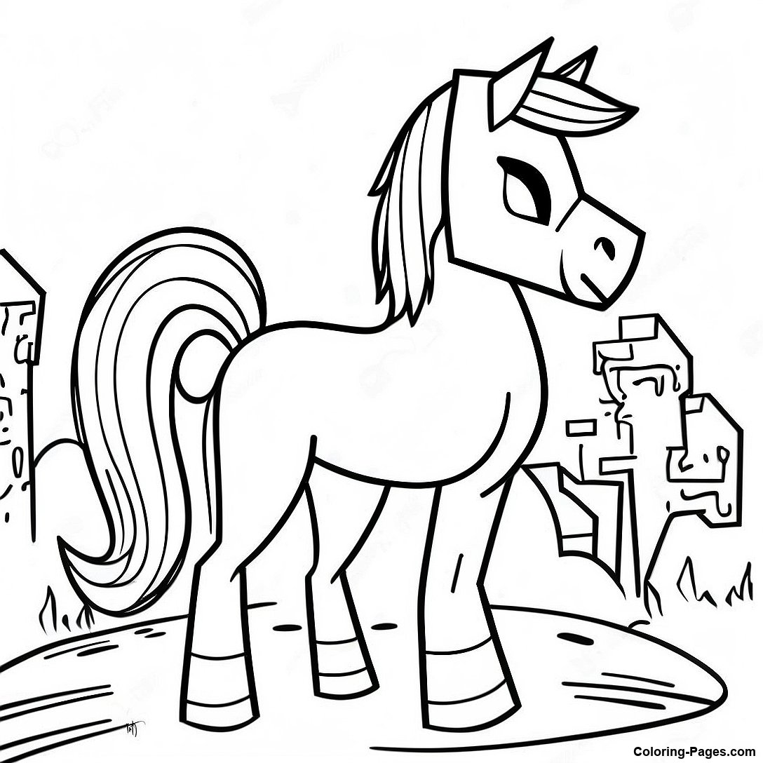 Majestic Minecraft Horse Coloring Page | Coloring-Pages.com