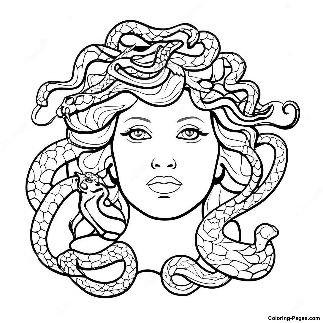 Medusa With Colorful Snakes Coloring Page | Coloring-Pages.com