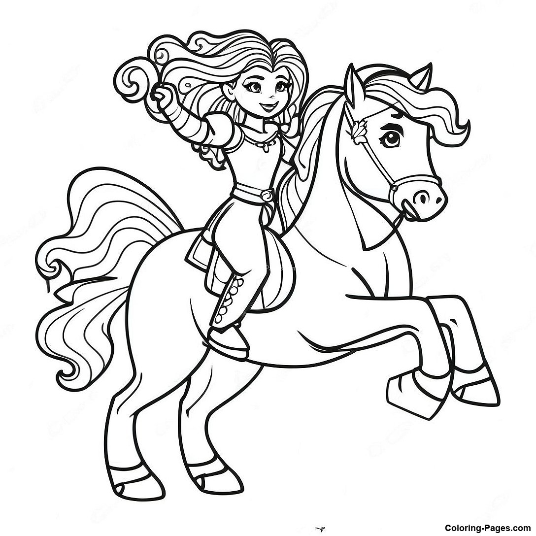 Merida Riding A Horse Coloring Page | Coloring-Pages.com