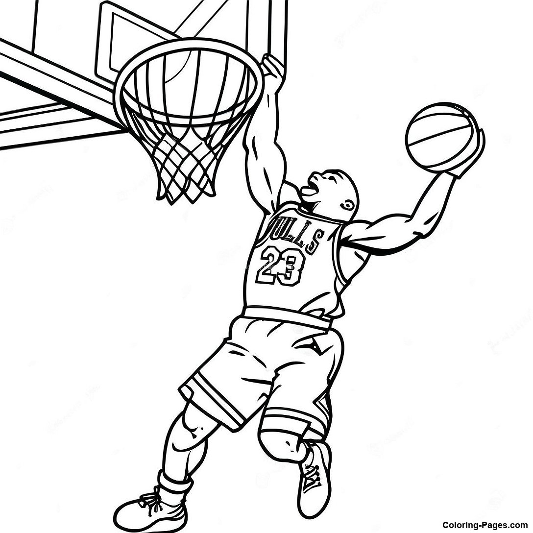 Michael Jordan Dunking Coloring Page | Coloring-Pages.com