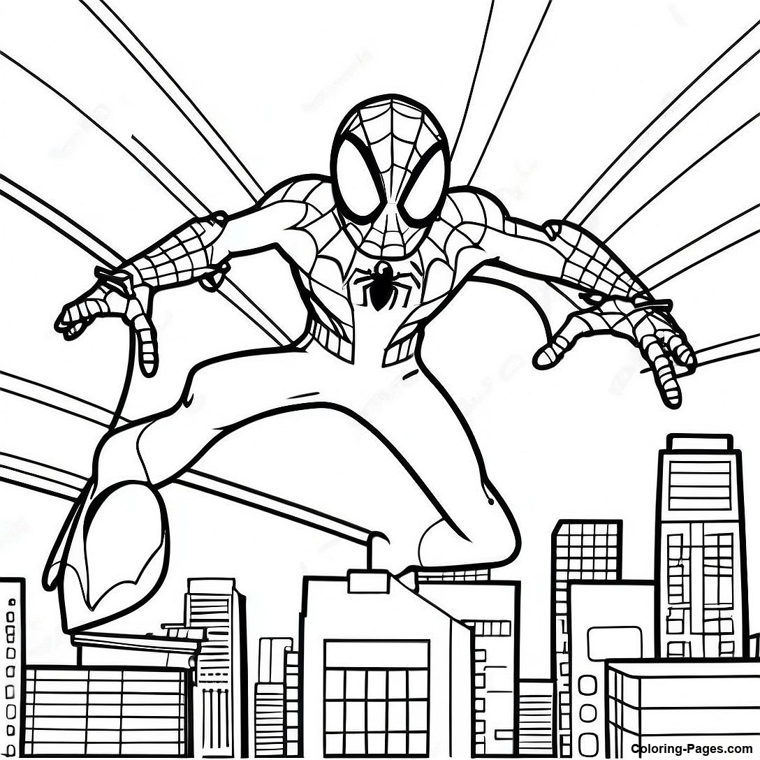 Miles Morales With Web Shooters Coloring Page | Coloring-Pages.com