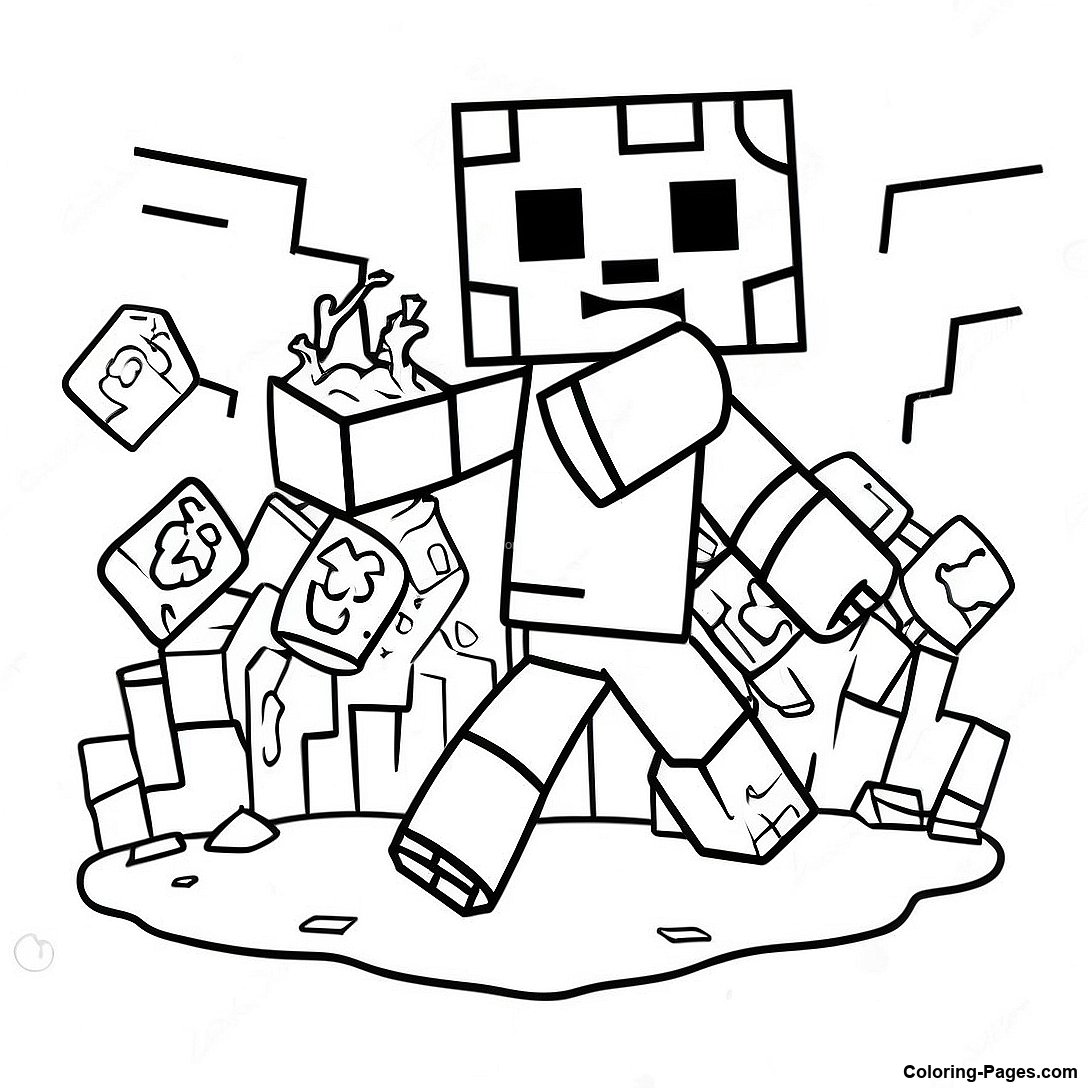 Minecraft Zombie Coloring Page | Coloring-Pages.com