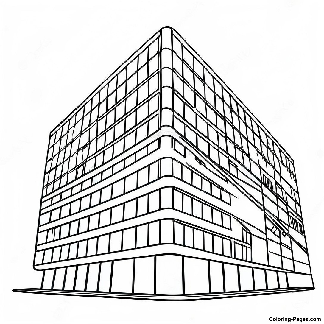Modern Office Building Coloring Page | Coloring-Pages.com