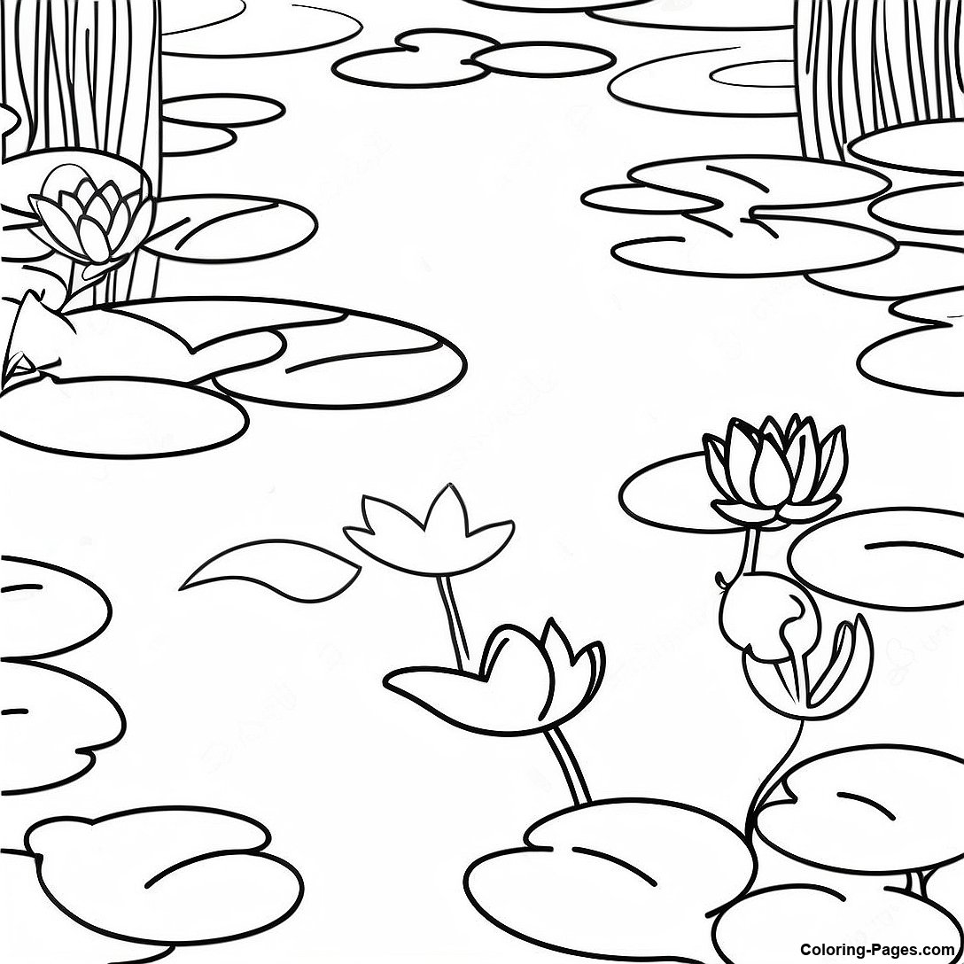 Monet Water Lilies Coloring Page | Coloring-Pages.com