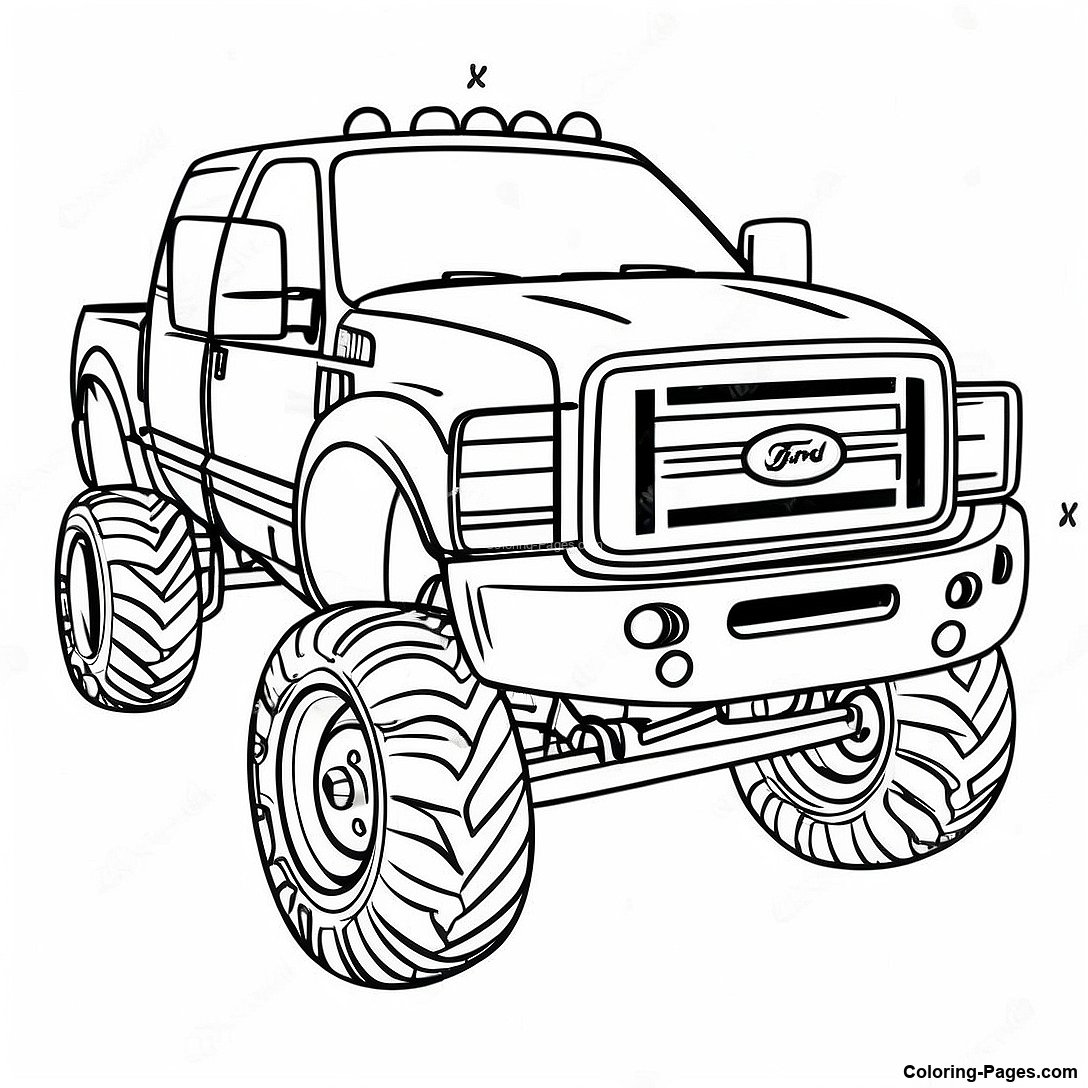 Monster Lifted Ford Truck Coloring Page | Coloring-Pages.com