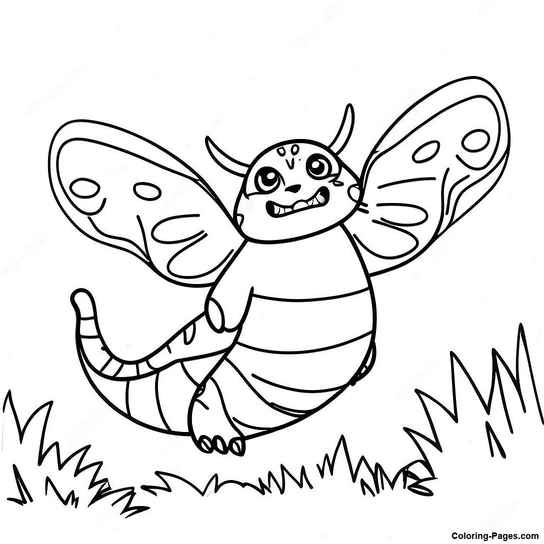 Mothra Battling Godzilla Coloring Page | Coloring-Pages.com