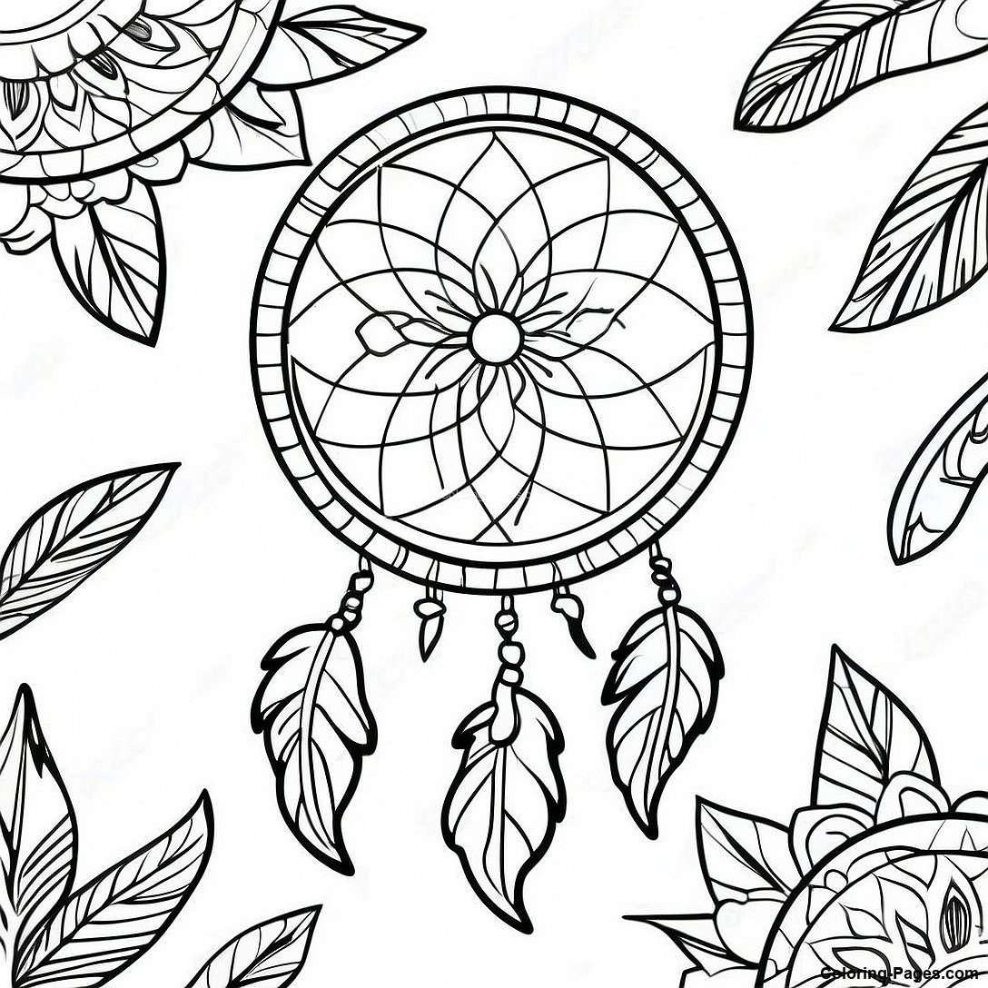 Native American Dreamcatcher Coloring Page | Coloring-Pages.com