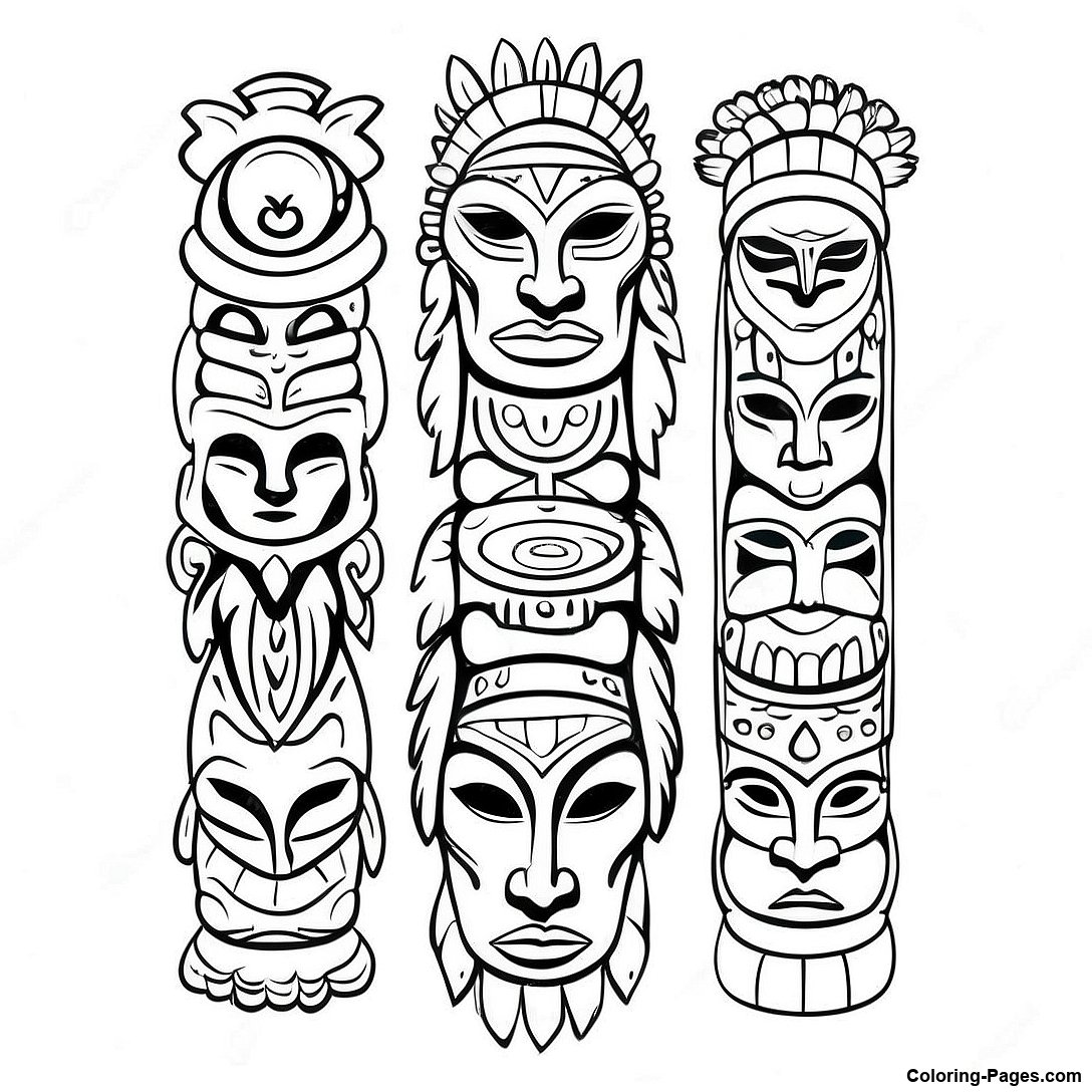 Native American Totem Pole Coloring Page | Coloring-Pages.com Native American Totem Pole Coloring Page | Coloring-Pages.com