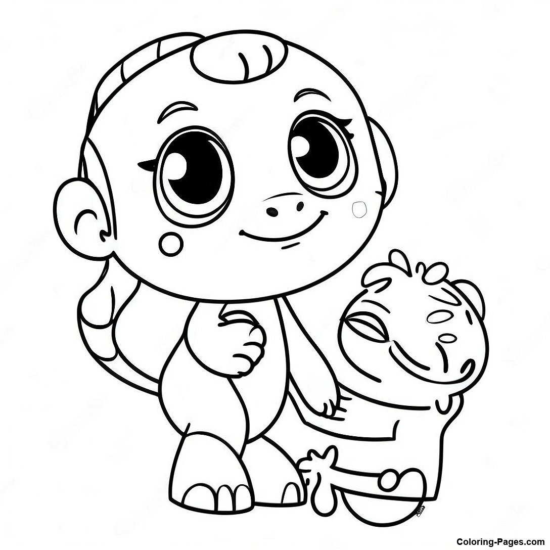 Ni Hao Kai Lan Playing With Yeye Coloring Page | Coloring-Pages.com