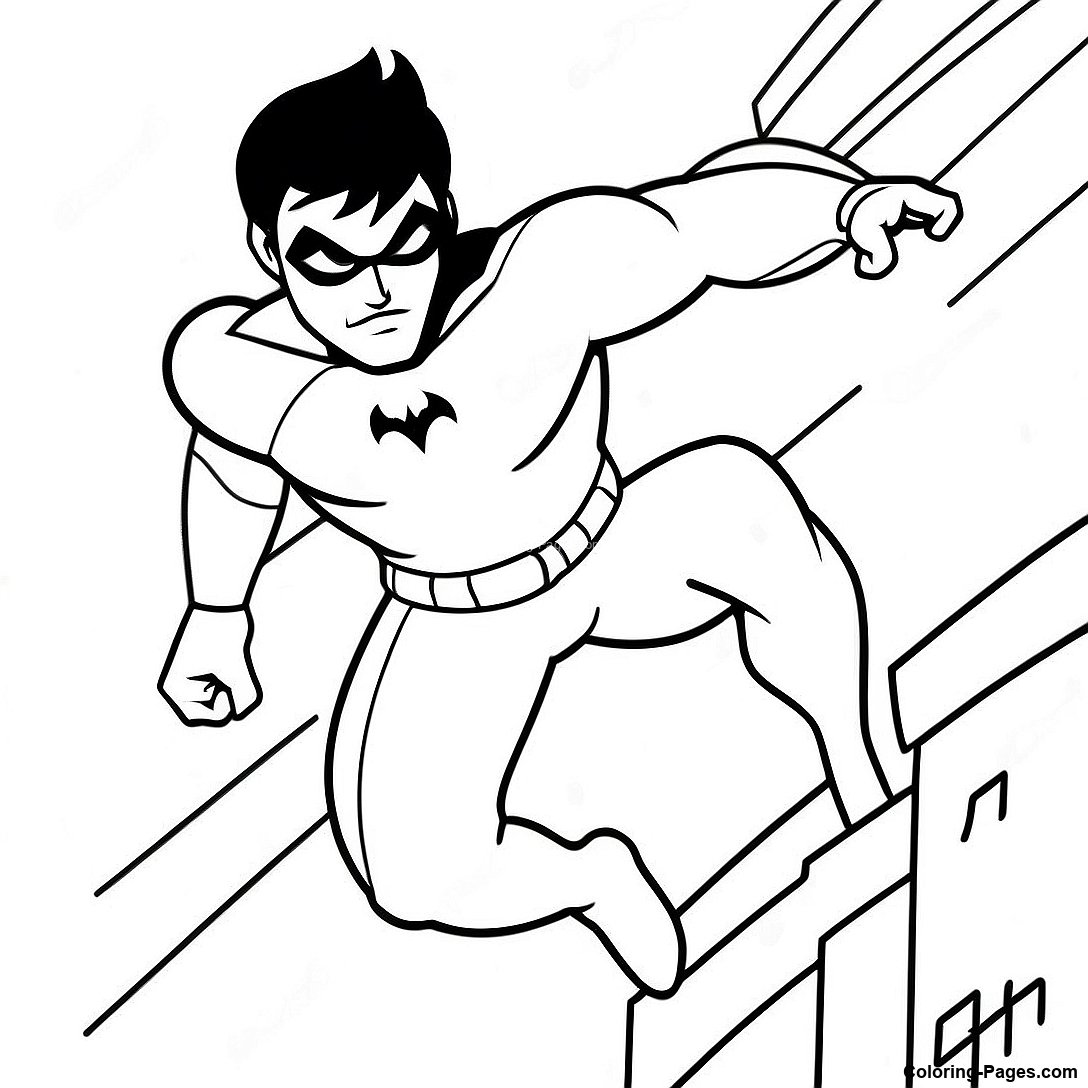 Nightwing Flying Hero Coloring Page | Coloring-Pages.com