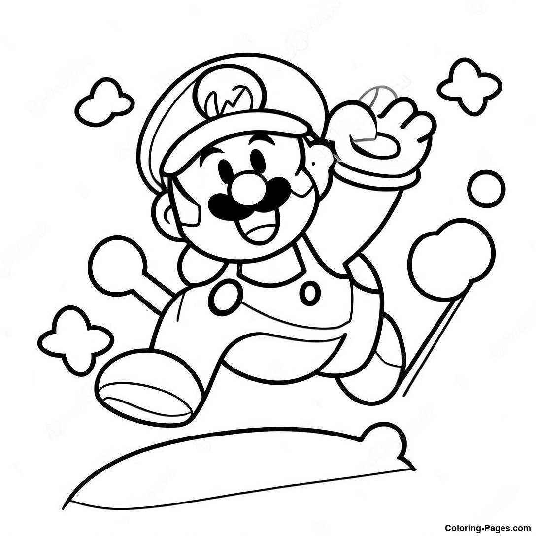 Paper Mario Jumping Adventure Coloring Page | Coloring-Pages.com