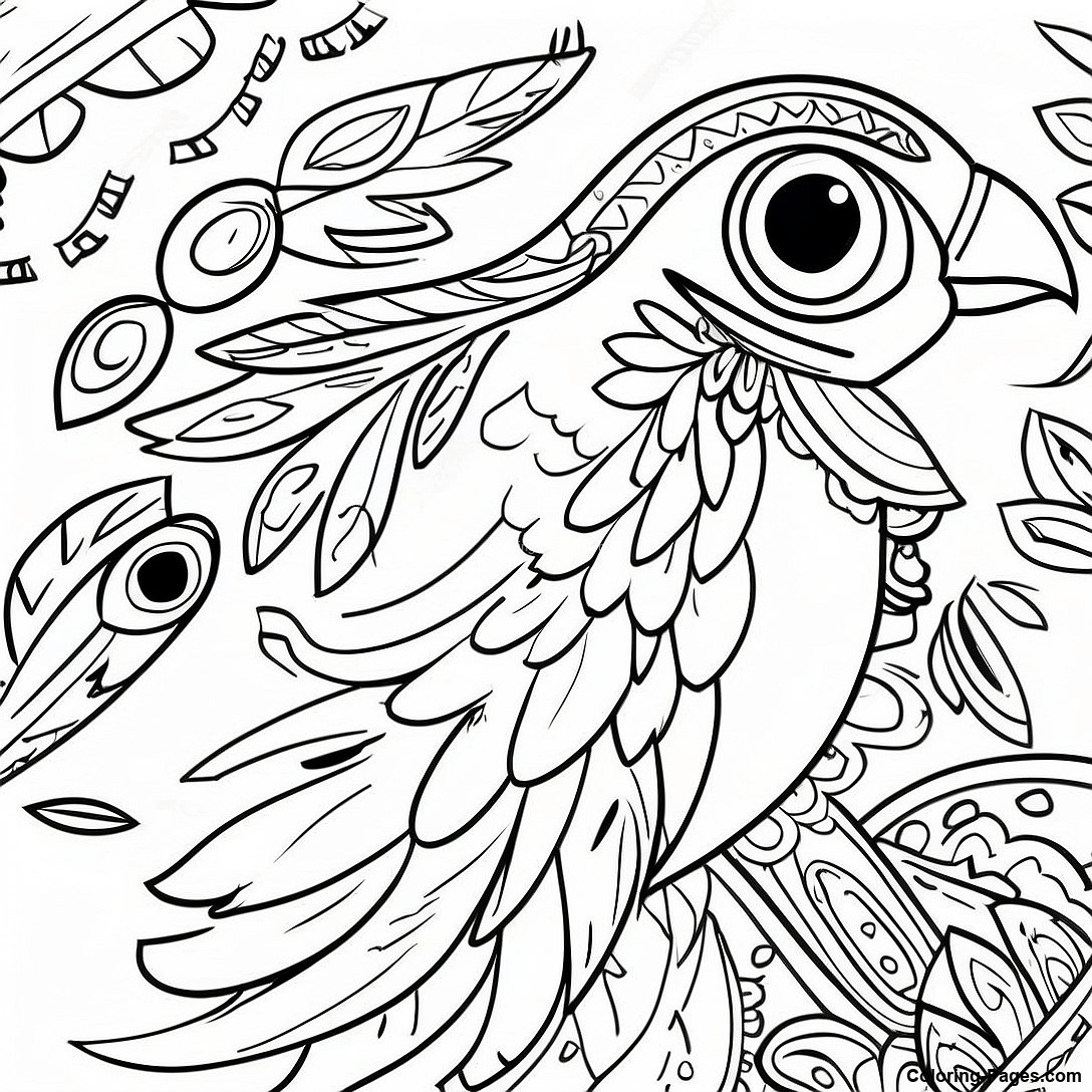 Peso Pluma With Colorful Feathers Coloring Page | Coloring-Pages.com