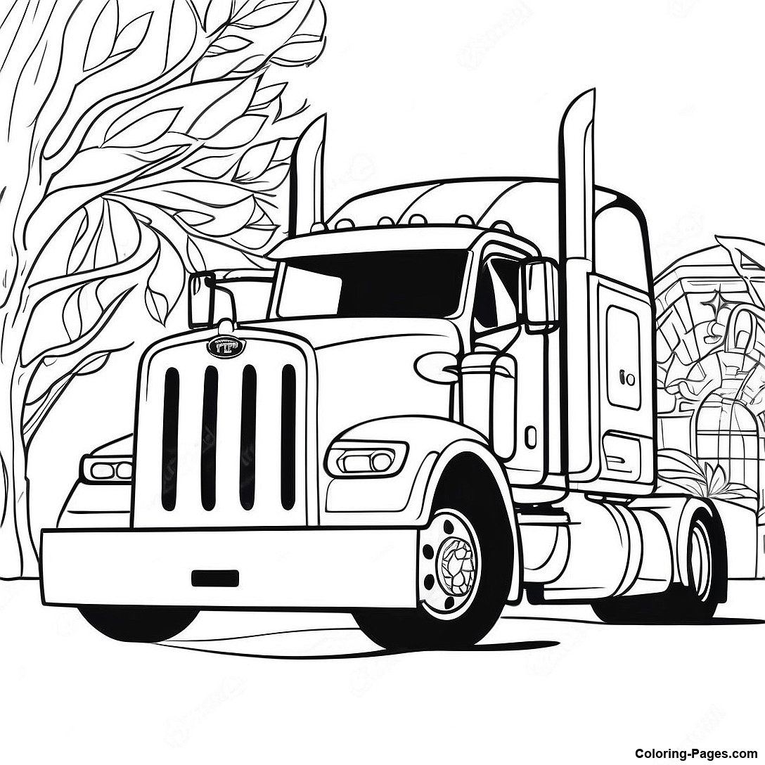 Peterbilt Semi Truck In Action Coloring Page | Coloring-Pages.com