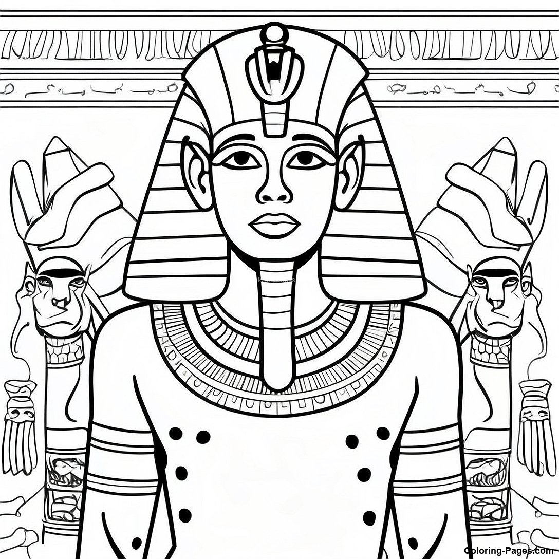 Pharaoh With Royal Regalia Coloring Page | Coloring-Pages.com
