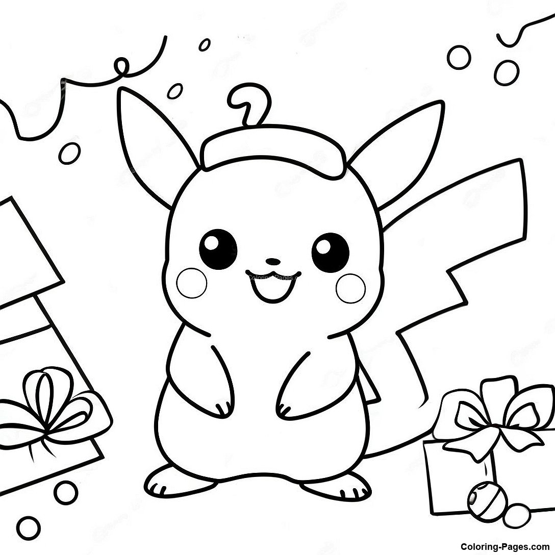 Pikachu Christmas Coloring Page | Coloring-Pages.com