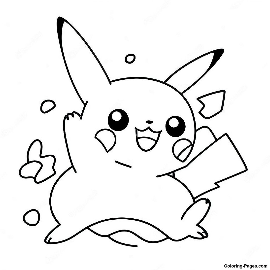 Pikachu Jumping In The Air Coloring Page | Coloring-Pages.com