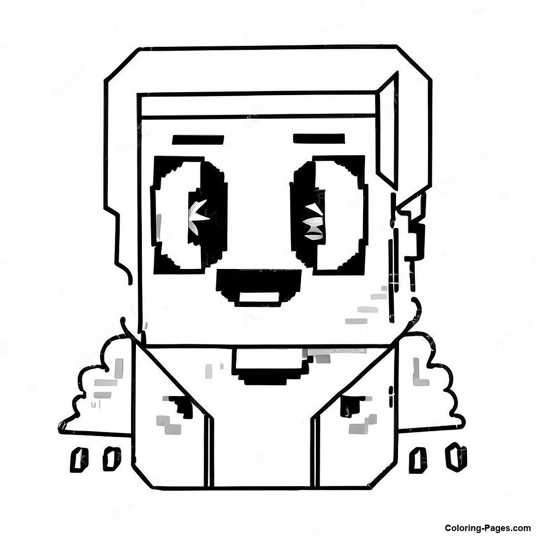 Pixelated Video Game Character Coloring Page | Coloring-Pages.com
