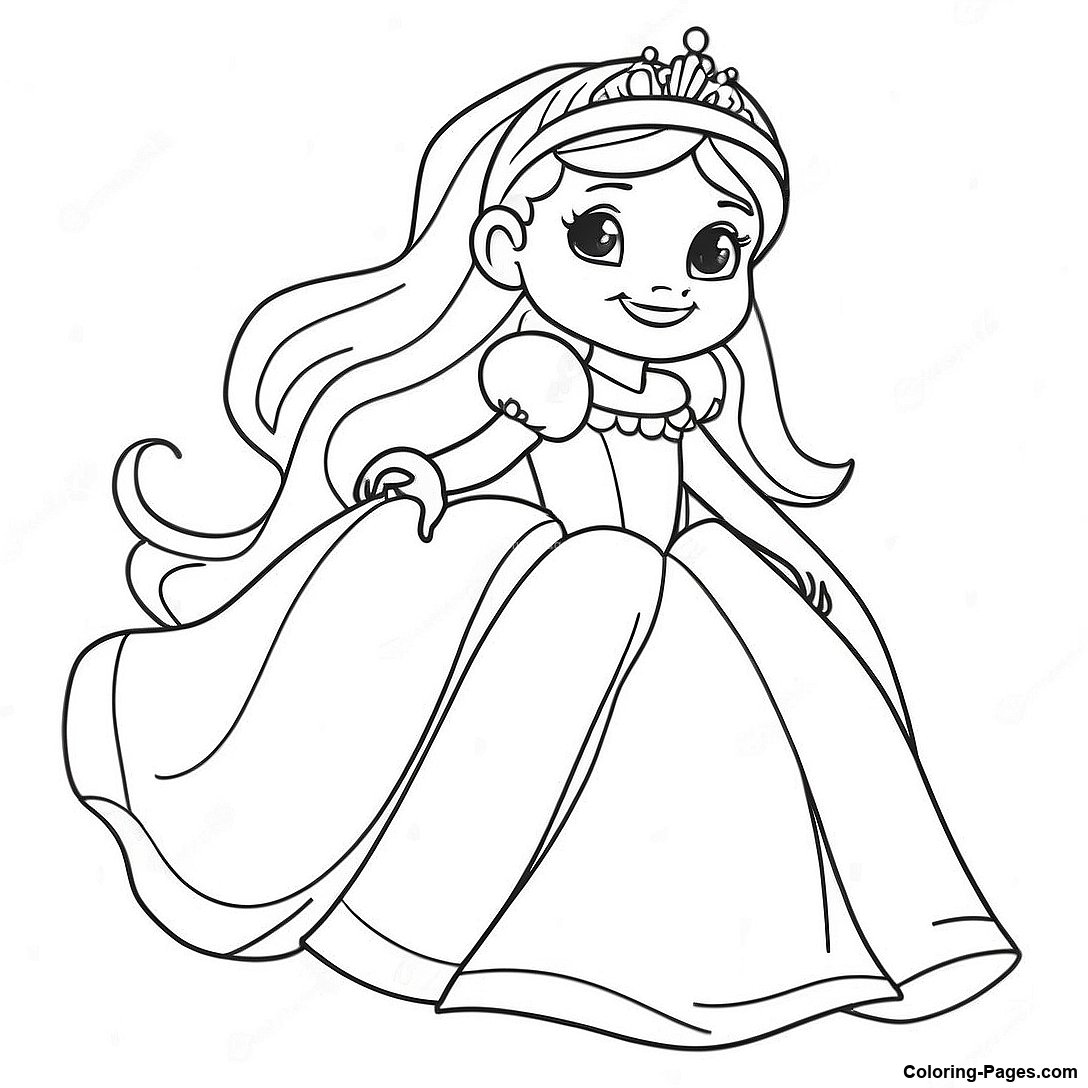 Playful Pink Princess Coloring Page | Coloring-Pages.com