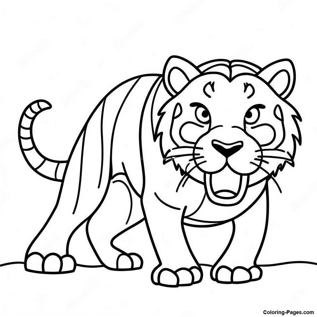 Playful Saber Tooth Tiger Coloring Page | Coloring-Pages.com