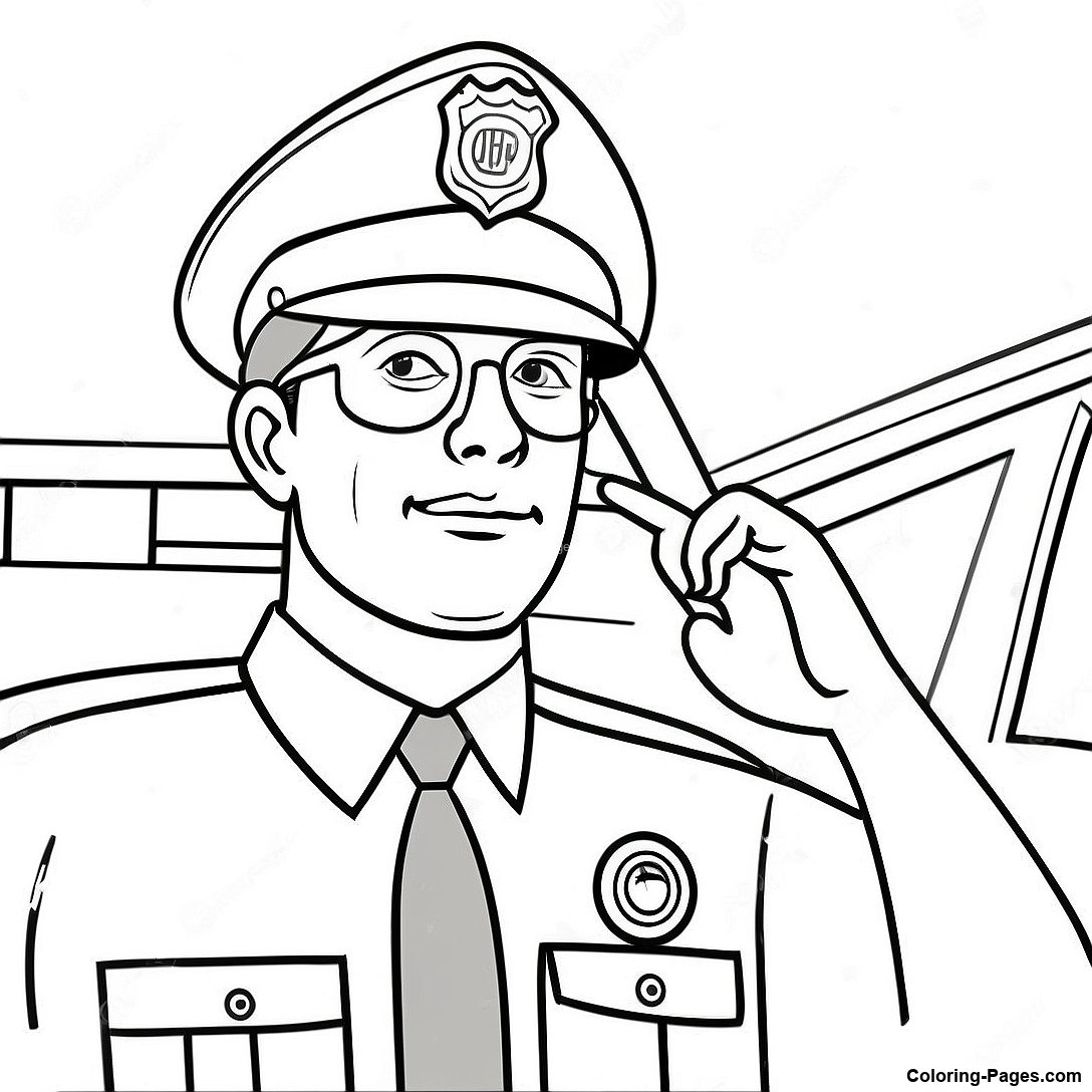Police Officer Responding To Call Coloring Page | Coloring-Pages.com