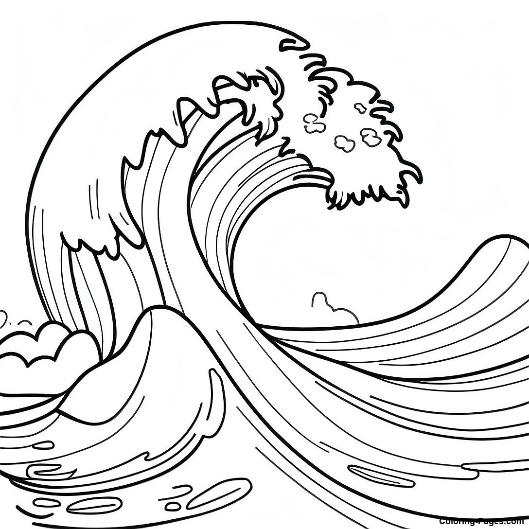 Powerful Tsunami Wave Coloring Page | Coloring-Pages.com