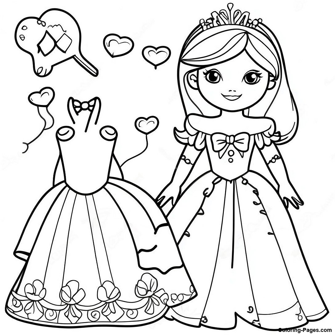 Princess Paper Doll Coloring Page | Coloring-Pages.com